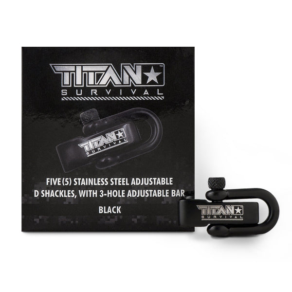 TITAN Stainless Steel D Shackles, 5-Pack | BLACK - TITAN Survival